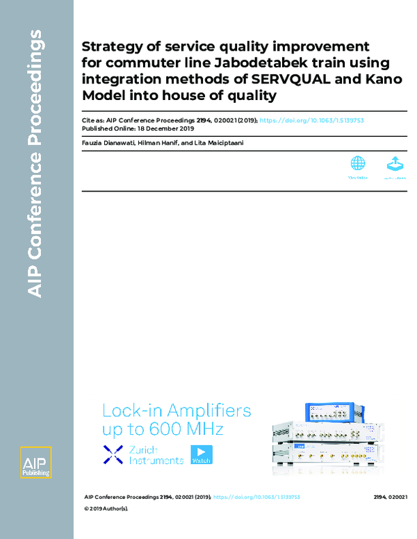 (PDF) Strategy of service quality improvement for commuter line Jabodetabek train using ...