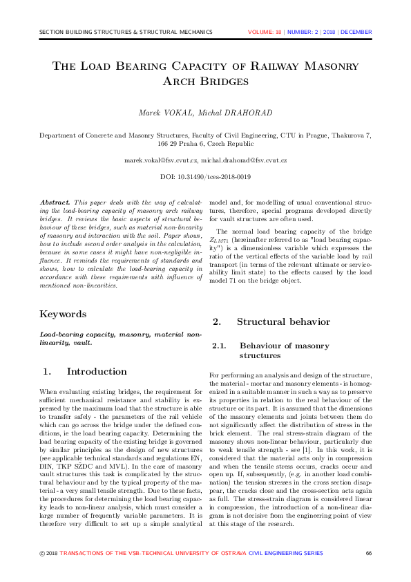 (PDF) The Load Bearing Capacity of Railway Masonry Arch Bridges