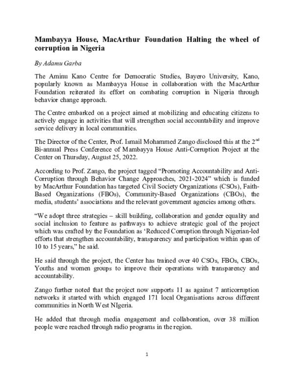 (DOC) Mambayya House, MacArthur Foundation Halting the wheel of ...