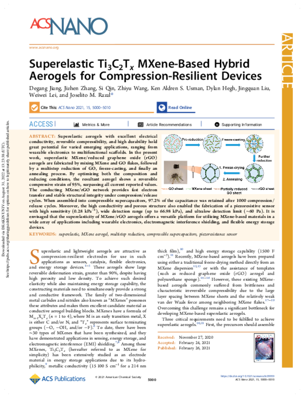 (PDF) Superelastic Ti 3 C 2 T x MXene-Based Hybrid Aerogels for Compression-Resilient Devices