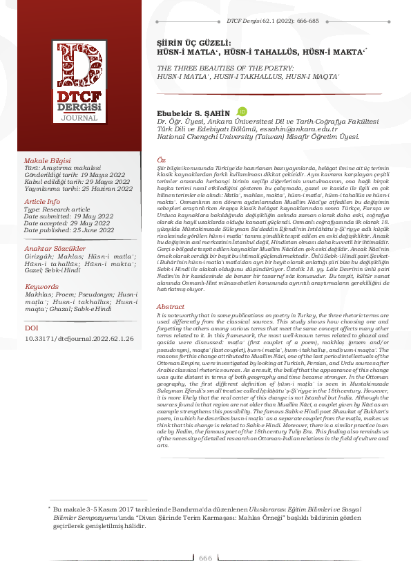 (PDF) ŞİİRİN ÜÇ GÜZELİ: HÜSN-İ MATLA', HÜSN-İ TAHALLÜS, HÜSN İ MAKTA ...