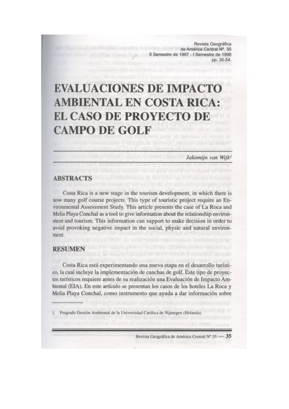(PDF) EVALUACIÓN DE IMPACTO AMBIENTAL EN COSTA RICA: EL CASO DE PROYECTO DE CAMPO DE GOLF ...