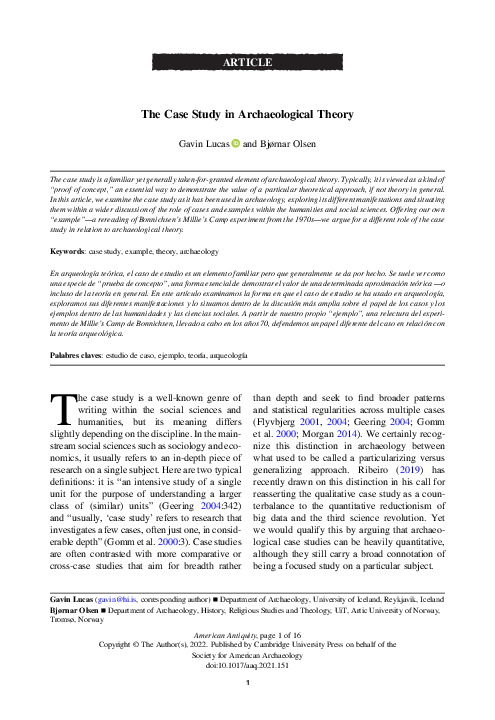 (PDF) The Case Study in Archaeological Theory