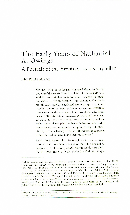 (PDF) The Early Years of Nathaniel A. Owings, The Architect as Story Teller