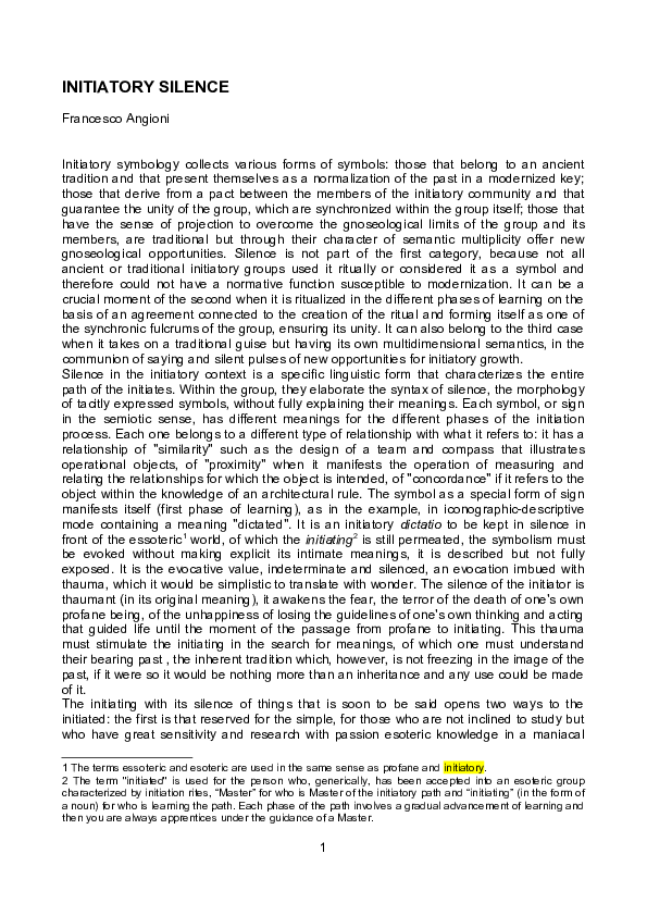 (PDF) INITIATORY SILENCE