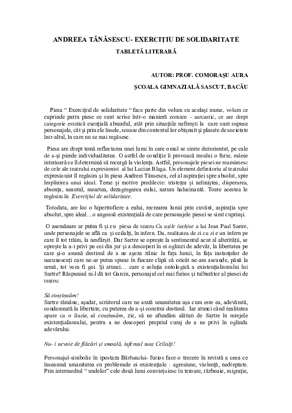 (PDF) RECENZIE -EXERCIȚIU DE SOLIDARITATE | Aura Comorașu - Academia.edu