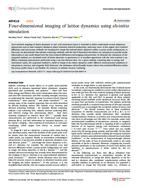 Pdf Four Dimensional Imaging Of Lattice Dynamics Using Ab Initio
