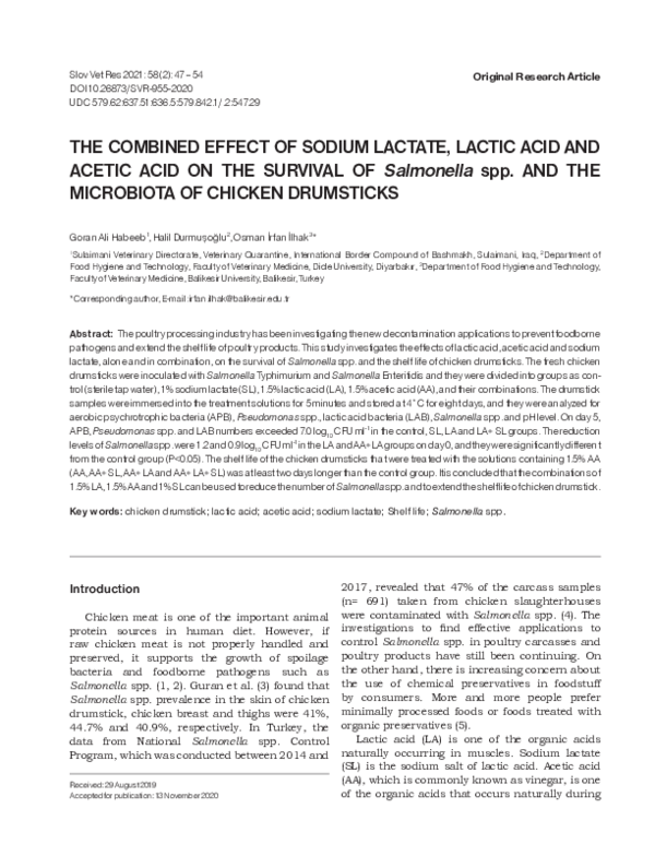 (PDF) THE COMBINED EFFECT OF SODIUM LACTATE, LACTIC ACID AND ACETIC ...