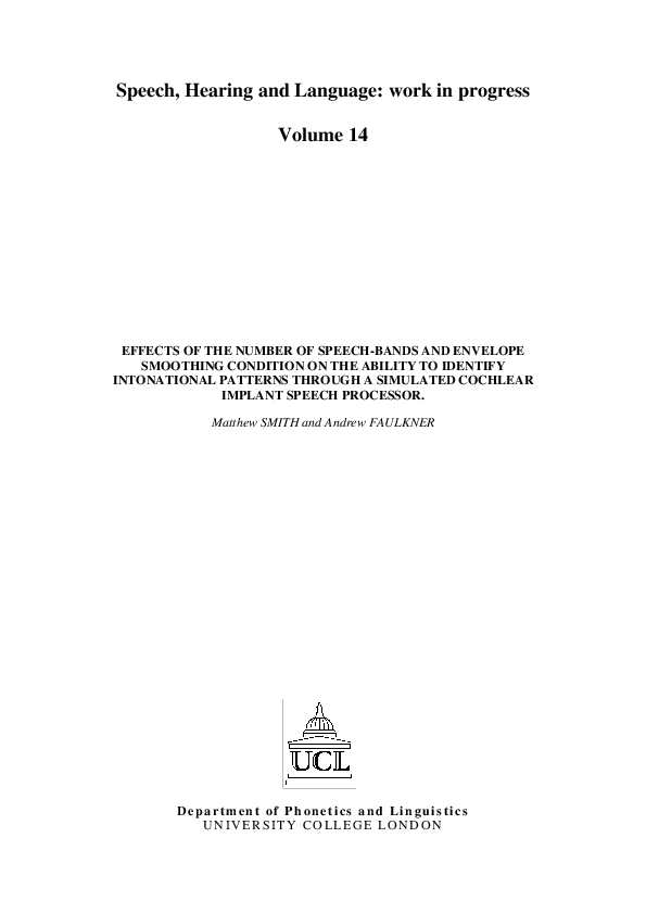 (PDF) Effects of the number of speech-bands and envelope smoothing ...