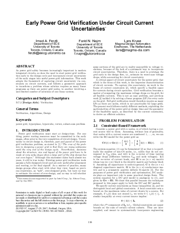 (PDF) Early power grid verification under circuit current uncertainties | Lars Kruse - Academia.edu