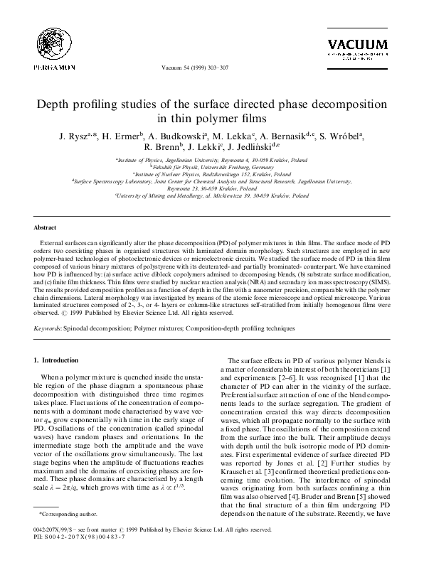 (PDF) Surface Phase Decomposition in Thin Polymer Films