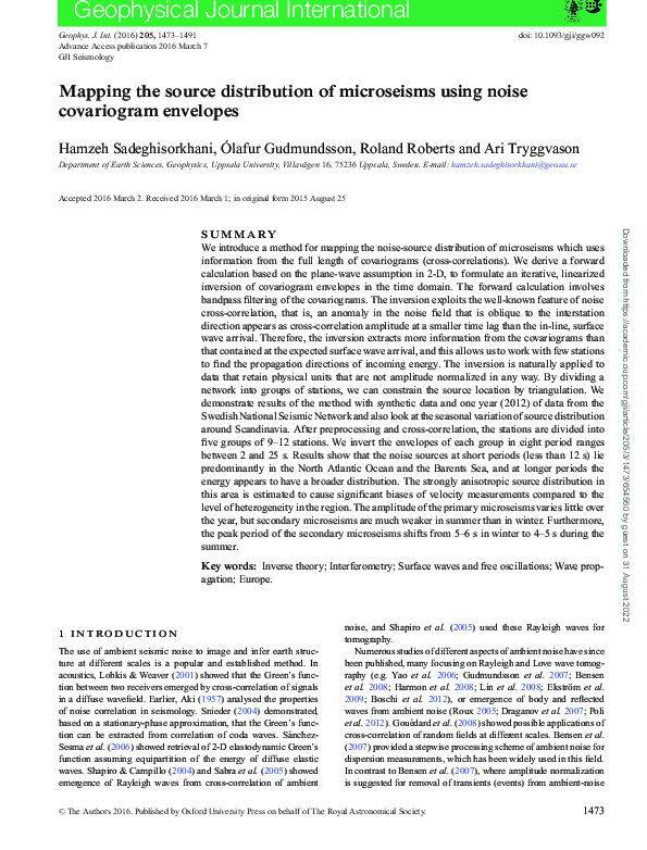 (PDF) Mapping the source distribution of microseisms using noise ...