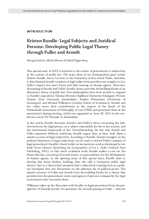 (PDF) Introduction: Kristen Rundle: Legal Subjects and Juridical ...