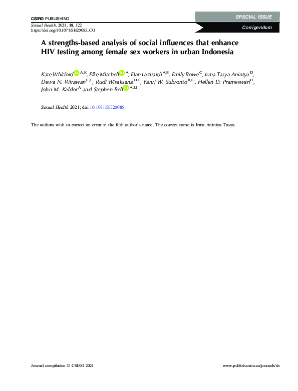 Pdf Corrigendum To A Strengths Based Analysis Of Social Influences That Enhance Hiv Testing