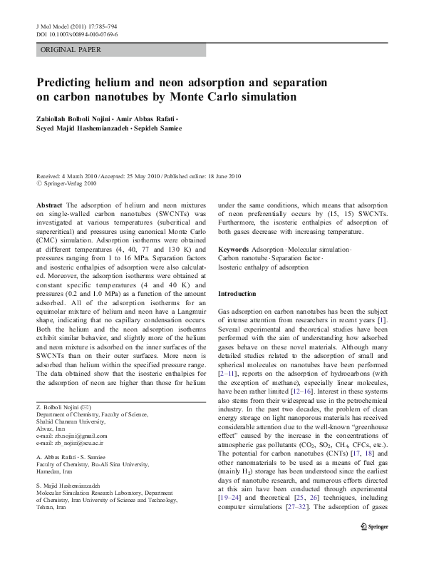 (PDF) Predicting helium and neon adsorption and separation on carbon ...