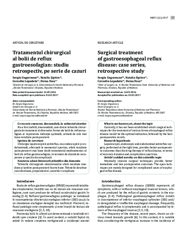 (PDF) Surgical treatment of gastroesophageal reflux disease: case ...
