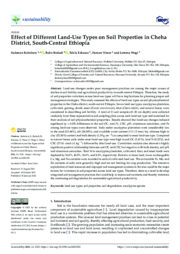 (PDF) Effect of Different Land-Use Types on Soil Properties in Cheha ...