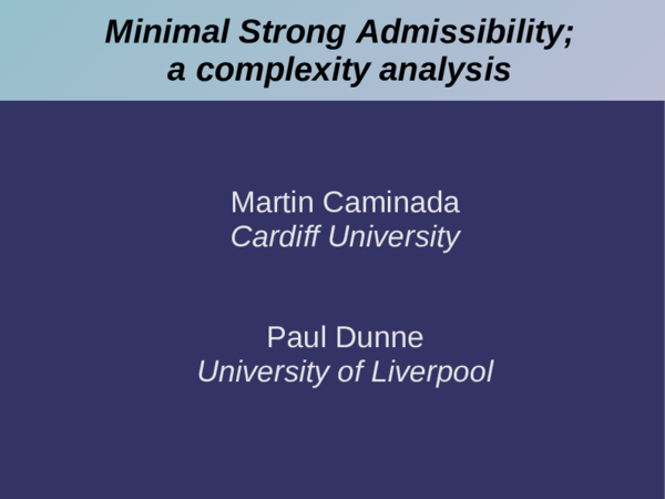 (PDF) Minimal Strong Admissibility: A Complexity Analysis