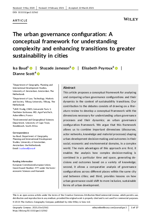 (PDF) The urban governance configuration: A conceptual framework for ...