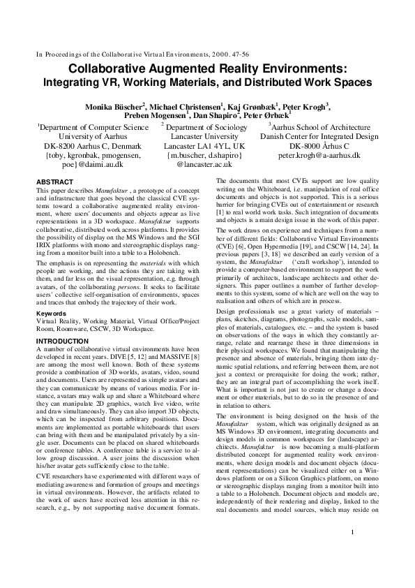 (PDF) Collaborative augmented reality environments