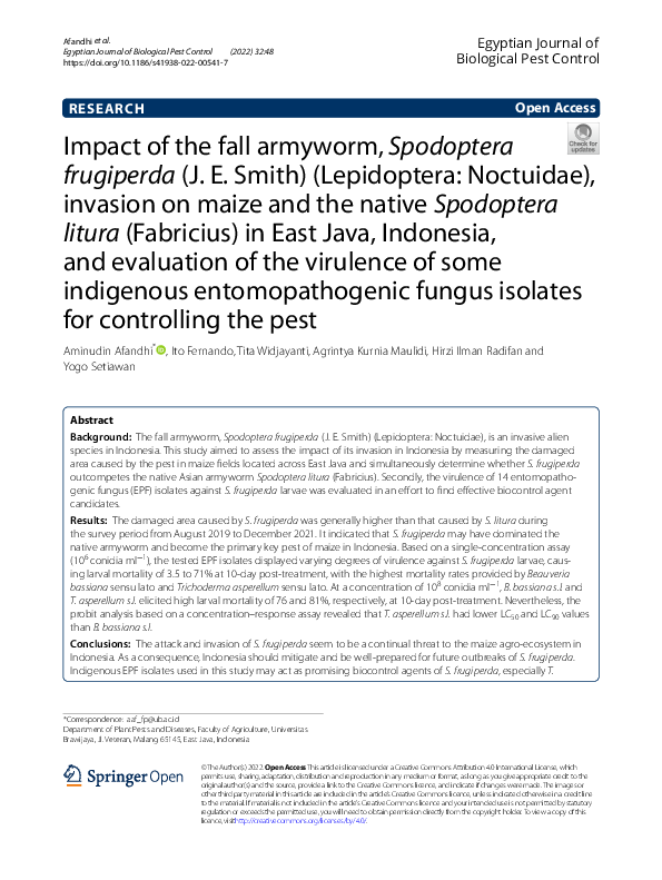 (PDF) Impact of the fall armyworm, Spodoptera frugiperda (J. E. Smith) (Lepidoptera: Noctuidae ...