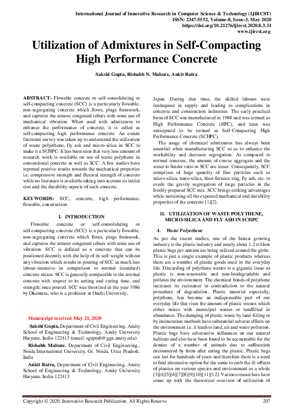 (PDF) Utilization of Admixtures in Self-Compacting High Performance ...