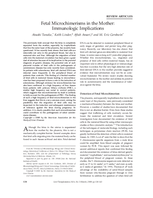 (PDF) Fetal microchimerisms in the mother: Immunologic implications