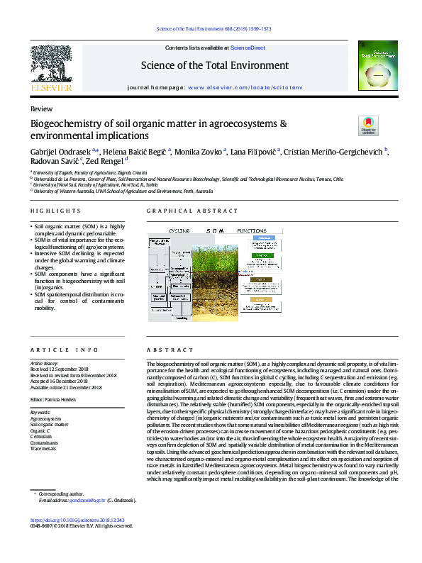 (PDF) Biogeochemistry of soil organic matter in agroecosystems ...