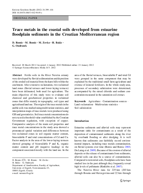 (PDF) Trace metals in the coastal soils developed from estuarine floodplain sediments in the ...