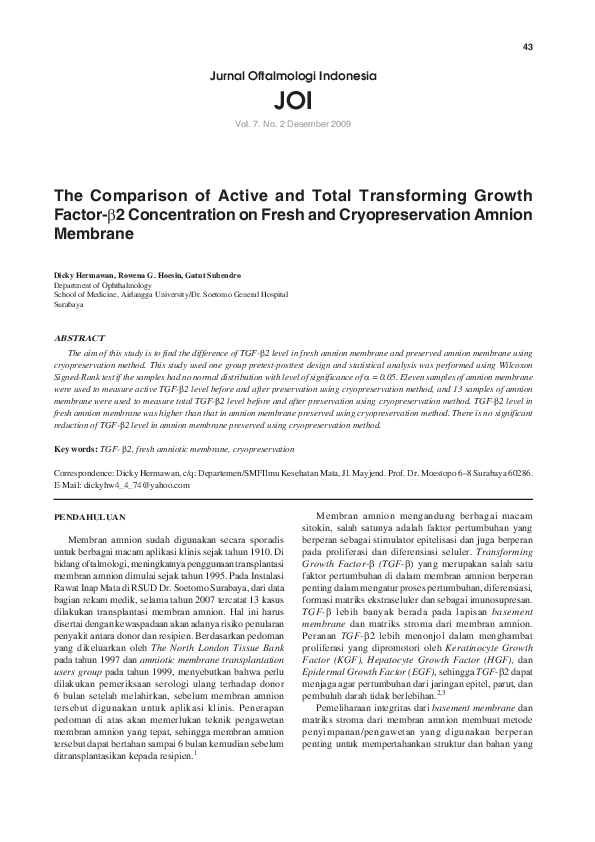 (PDF) The Comparison of Active and Total Transforming Growth Factor-E2 ...
