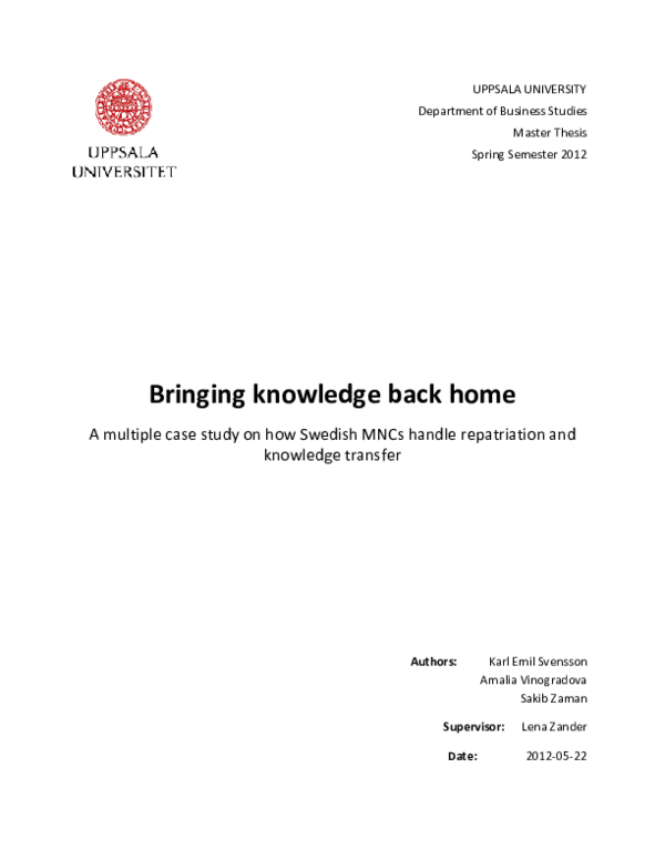 (PDF) Bringing Knowledge back home : A multiple case study on how ...