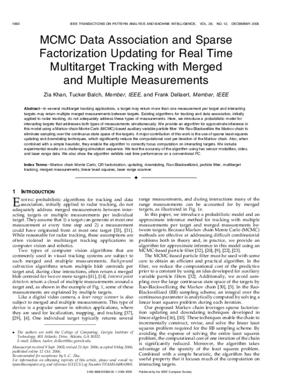 Pdf Real Time Multitarget Tracking With Merged Measurements