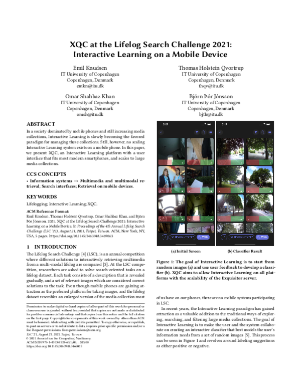 (PDF) XQC at the Lifelog Search Challenge 2021: Interactive Learning on a Mobile Device
