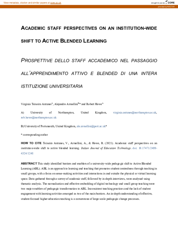 (PDF) Academic staff perspectives on an institution-wide shift to ...