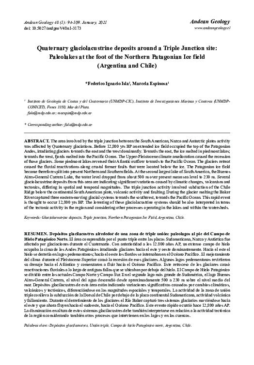 (PDF) Quaternary glaciolacustrine deposits around a Triple Junction ...
