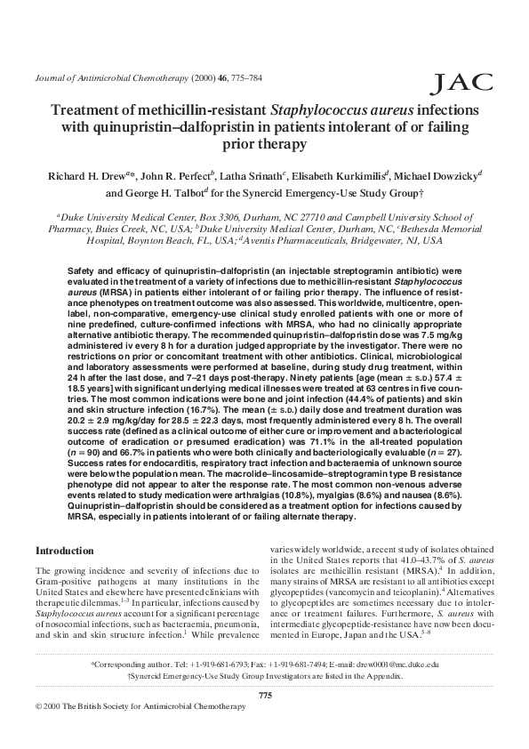 (PDF) Treatment of Methicillin-Resistant Staphylococcus aureus Surgical Site Infections