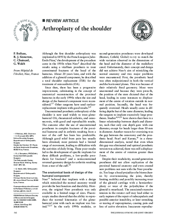 (PDF) Arthroplasty of the shoulder