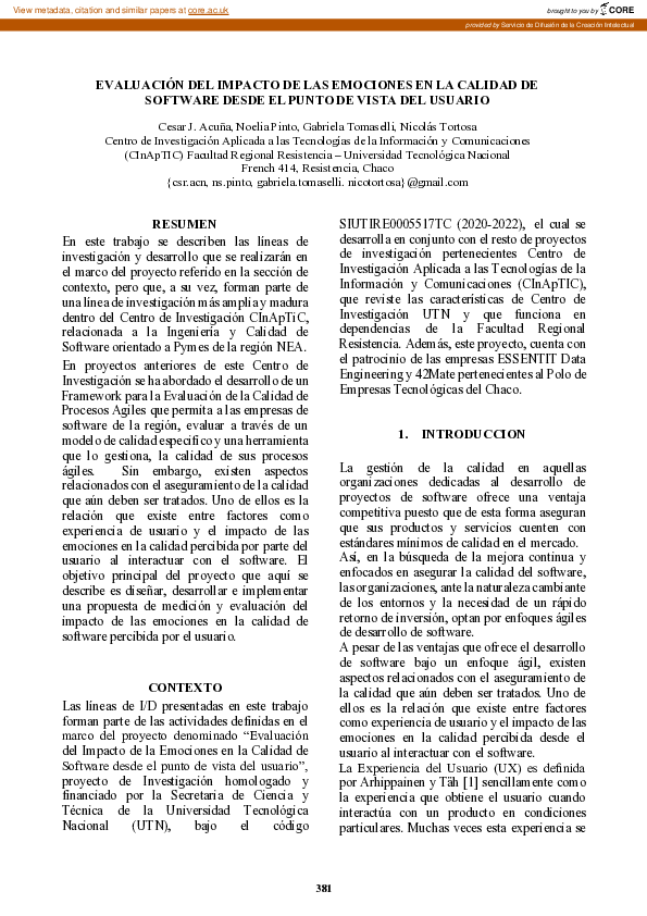 (PDF) Evaluación del impacto de las emociones en la Calidad del Software: Una revisión ...