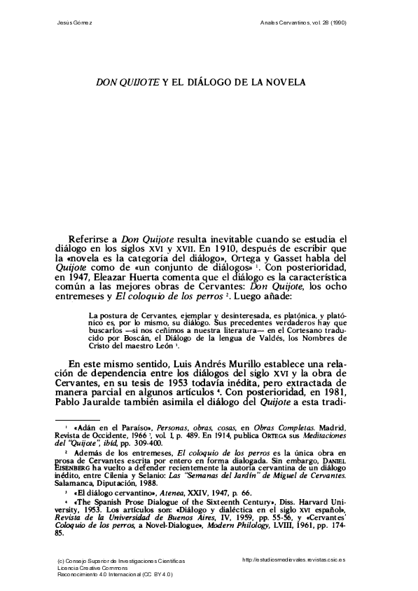 (PDF) Don Quijote y el diálogo de la novela