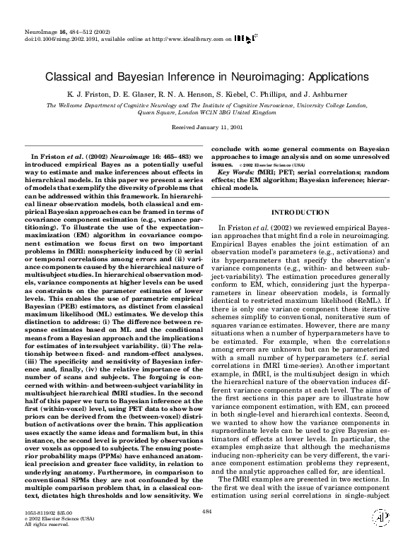 (PDF) Classical and Bayesian Inference in Neuroimaging: Applications | John Ashburner - Academia.edu