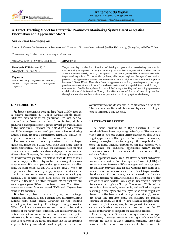 (PDF) A Target Tracking Model for Enterprise Production Monitoring System Based on Spatial ...