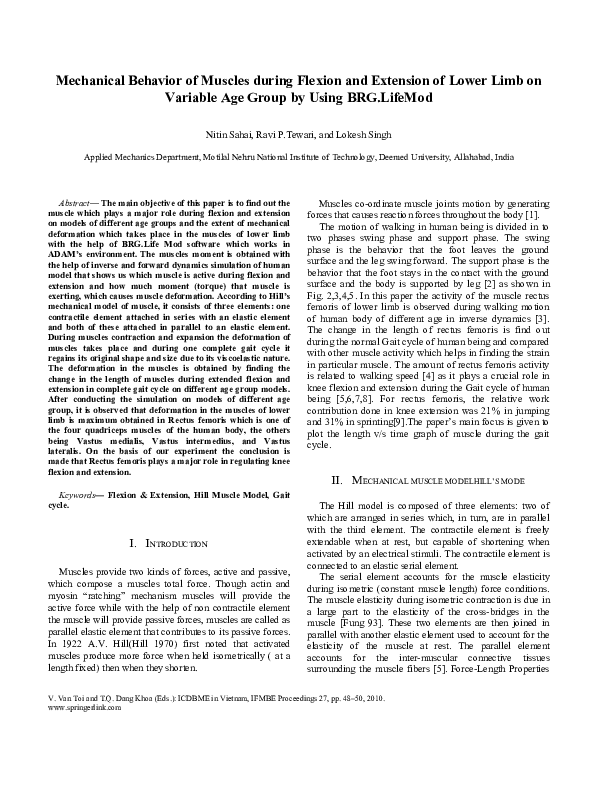 (PDF) Mechanical Behavior of Muscles during Flexion and Extension of ...