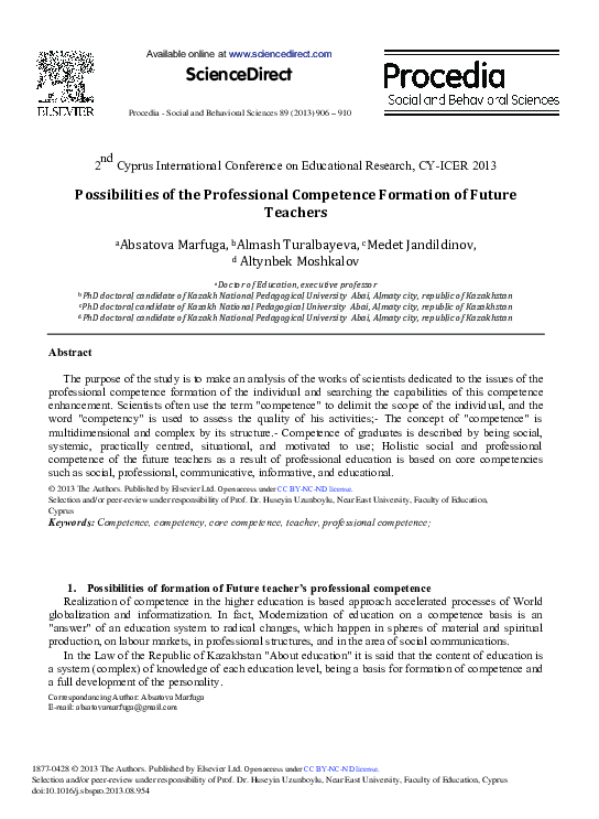(PDF) Possibilities of the Professional Competence Formation of Future Teachers