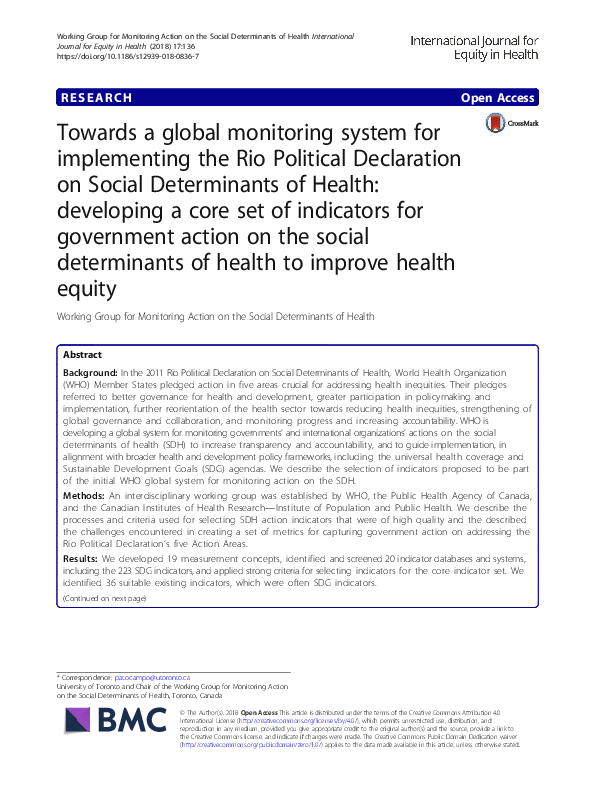 (PDF) Towards a global monitoring system for implementing the Rio ...