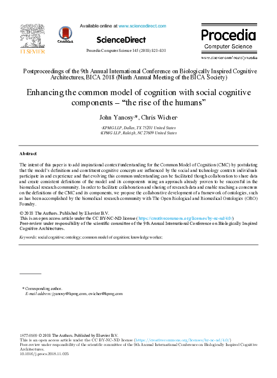 (PDF) Enhancing the common model of cognition with social cognitive components – “the rise of ...