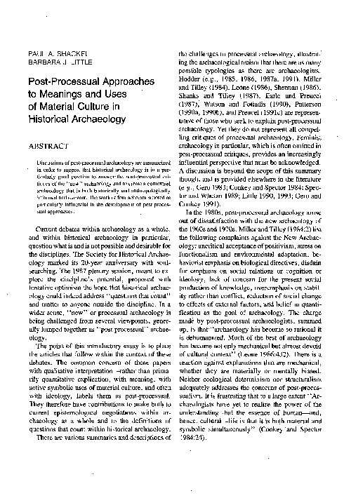 (PDF) Post-Processual approaches to meanings and uses of material ...