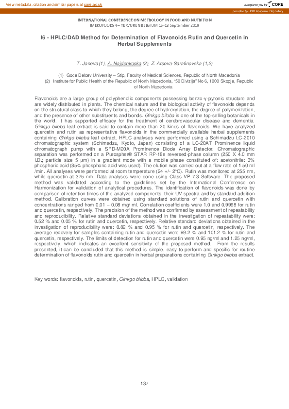 (PDF) HPLC Method for Rutin and Quercetin Analysis