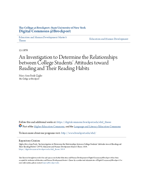 (PDF) An Investigation to Determine the Relationships between College ...