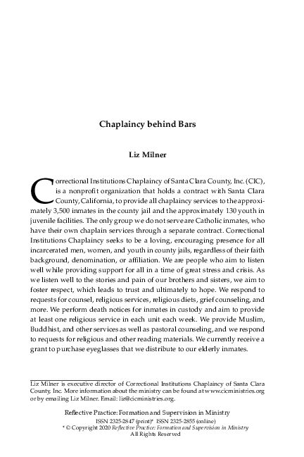 (PDF) Chaplaincy Behind Bars