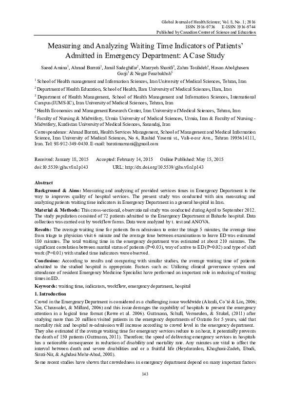 (PDF) Measuring and Analyzing Waiting Time Indicators of Patients ...